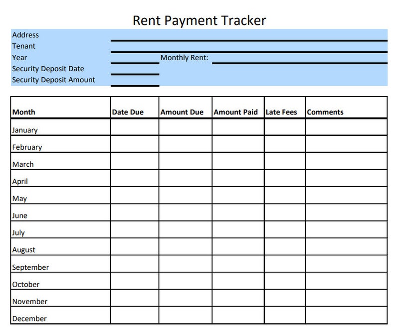 UPDATED | Now Editable | Rent Payment Tracker | Landlord Rent Payment ...