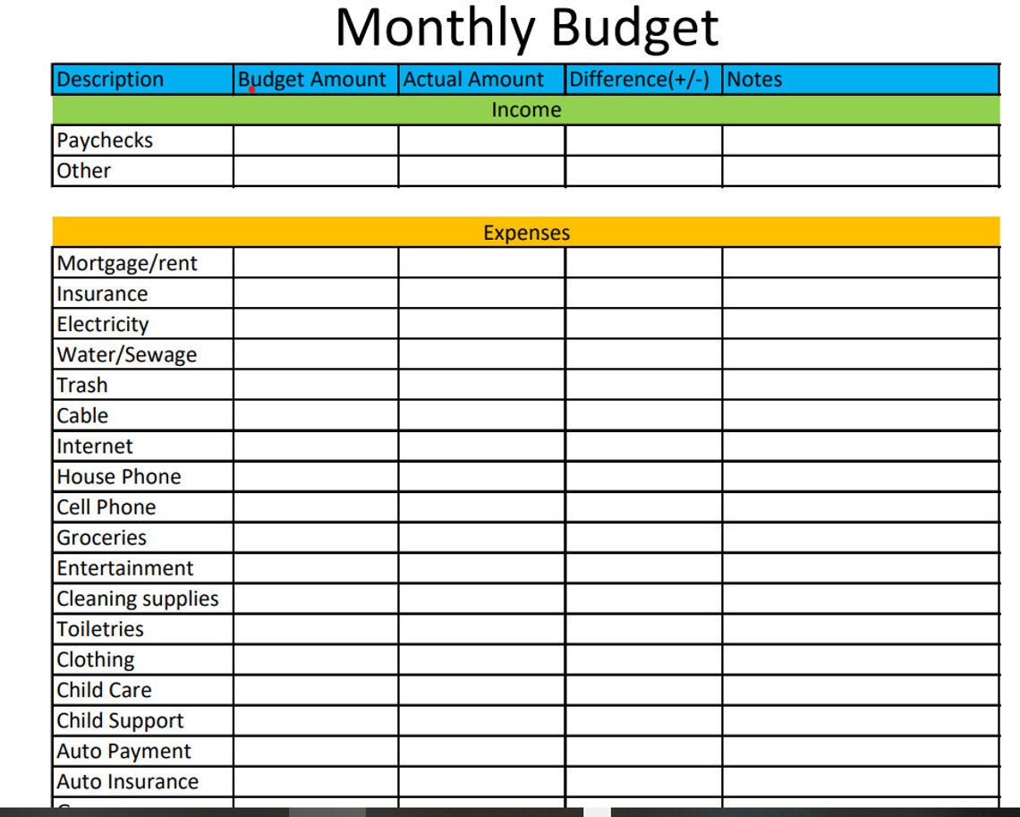 UPDATED: Now Editable | Monthly Budget Template | Instant Download ...