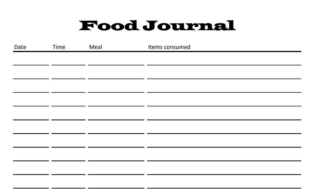 Food Journal | Meal Tracking | Simple Food Journal Template | Food ...