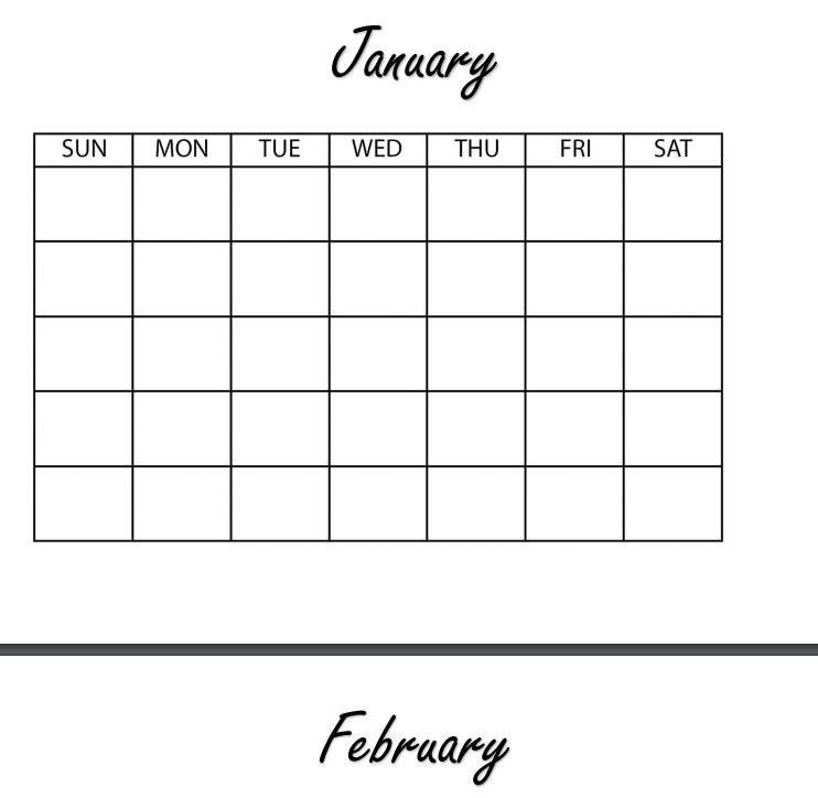 Simple Blank Calendar Instant Download PDF Calendar - Etsy