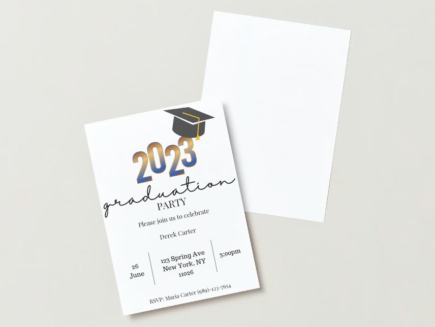 Graduation Invitation Card Template Editable, Editable Graduation ...