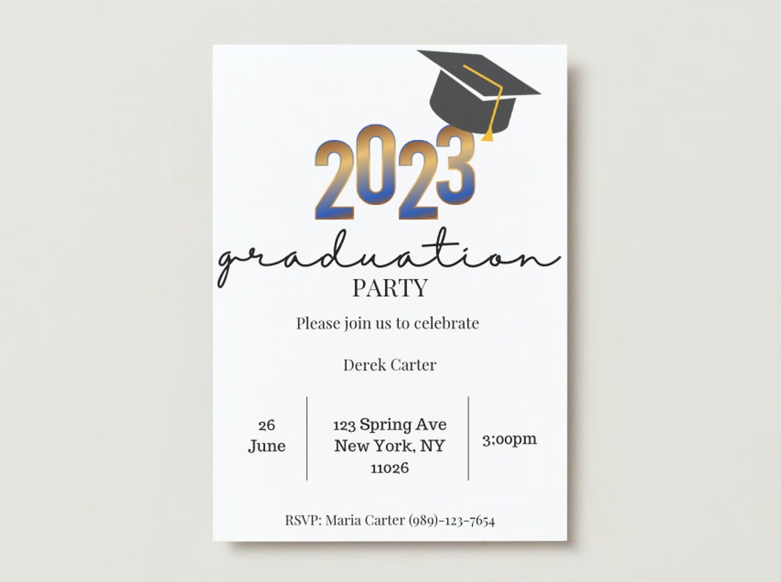 Graduation Invitation Card Template Editable, Editable Graduation ...