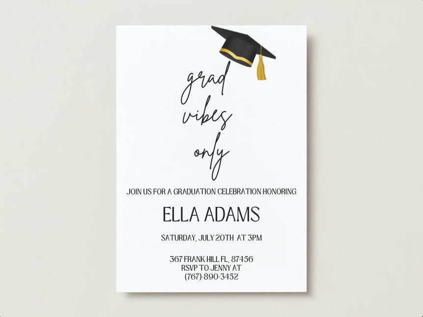 Graduation Invitation Card Template Editable, Editable Graduation ...