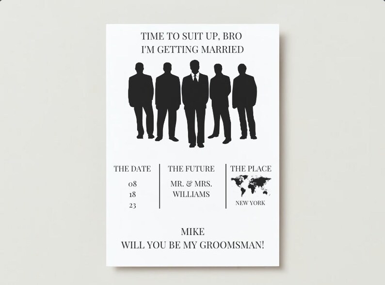Groomsman Proposal Card Template, Groomsman Info Card Template Editable ...