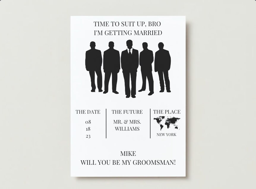 Groomsman Proposal Card Template, Groomsman Info Card Template Editable ...