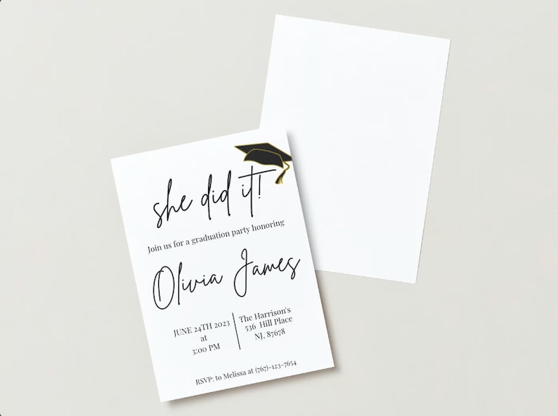 Graduation Invitation Card Template Editable, Editable Graduation ...