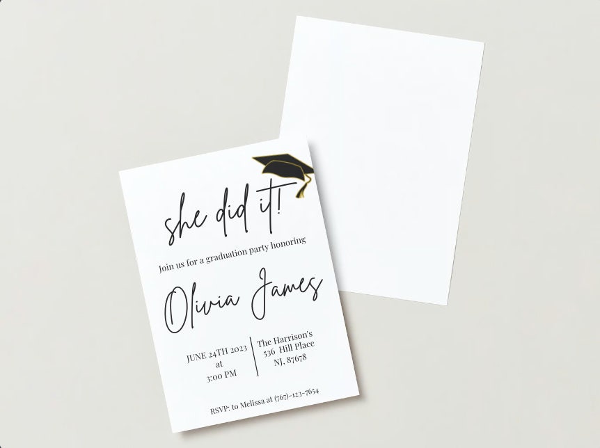 Graduation Invitation Card Template Editable, Editable Graduation ...