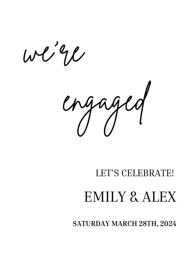 We’re Engaged Poster Template Editable, Digital Poster 18x24in - Etsy