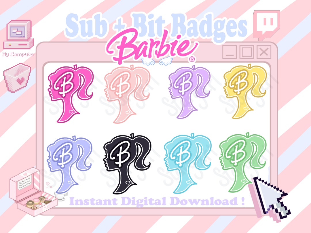 Barbie Sub Badges / Barbie Bit Badges / Bits Cheering Barbie Badges for ...