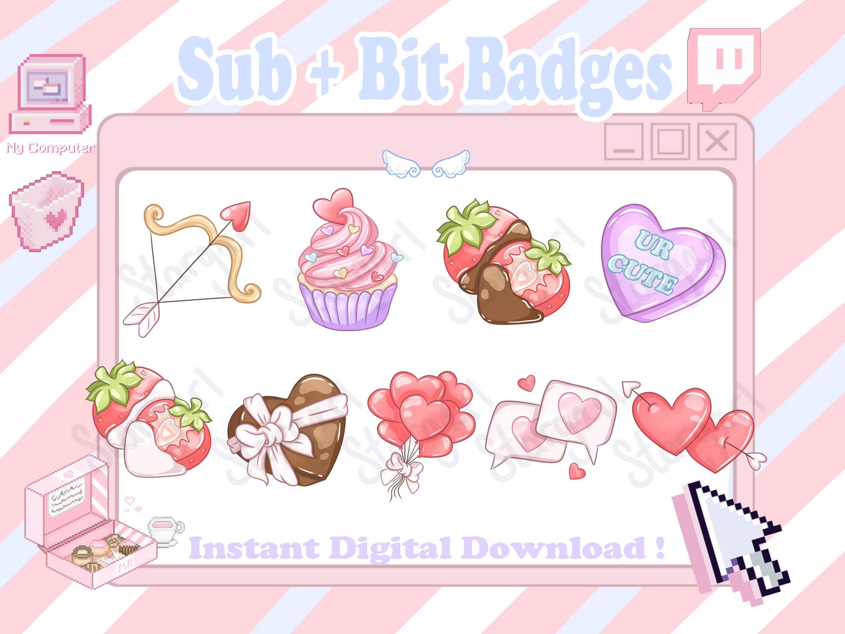 Valentine's Twitch Sub / Bit Badges / Emotes for Twitch Streamers ...