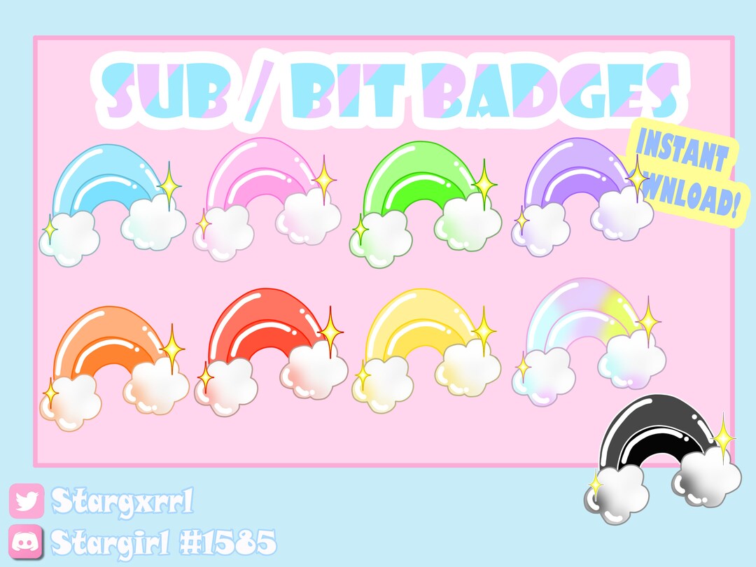 Rainbow Sub / Bit Twitch Badges for Subscribers / Bits Cheering Pride ...