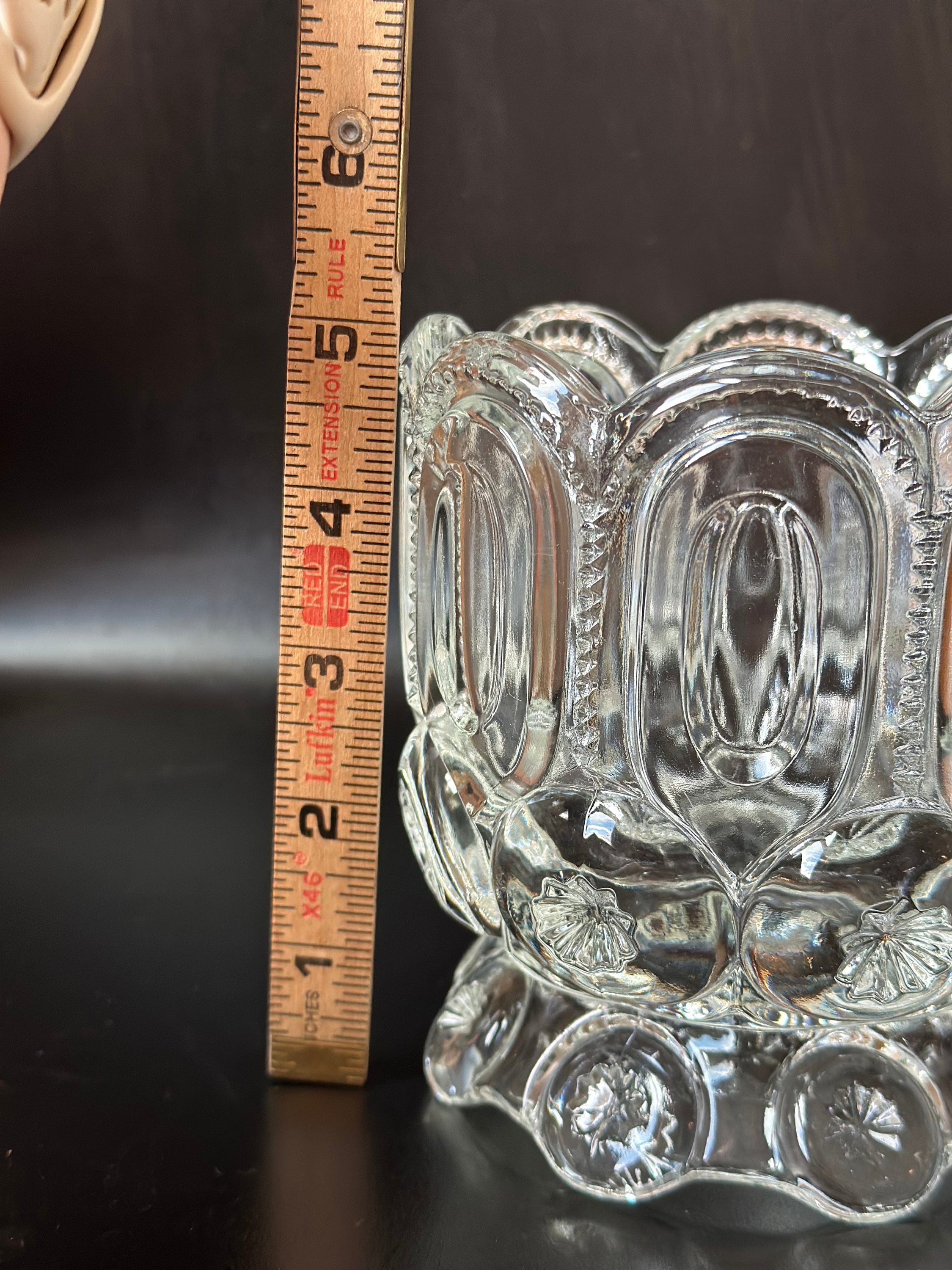 Vintage Adams & Co / LE Smith Moon and Star Clear Crystal Open Sugar ...