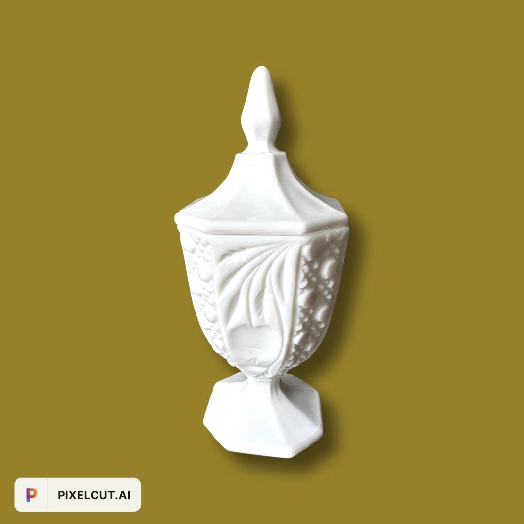 L.E. Smith Pattern # 1848 Milk Glass Apothecary Jar With Lid / Candy ...