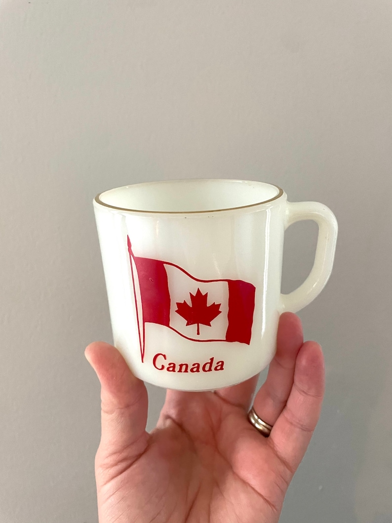 Vintage Milk Glass Federal Glass Canada Mug Gold Rim - Etsy