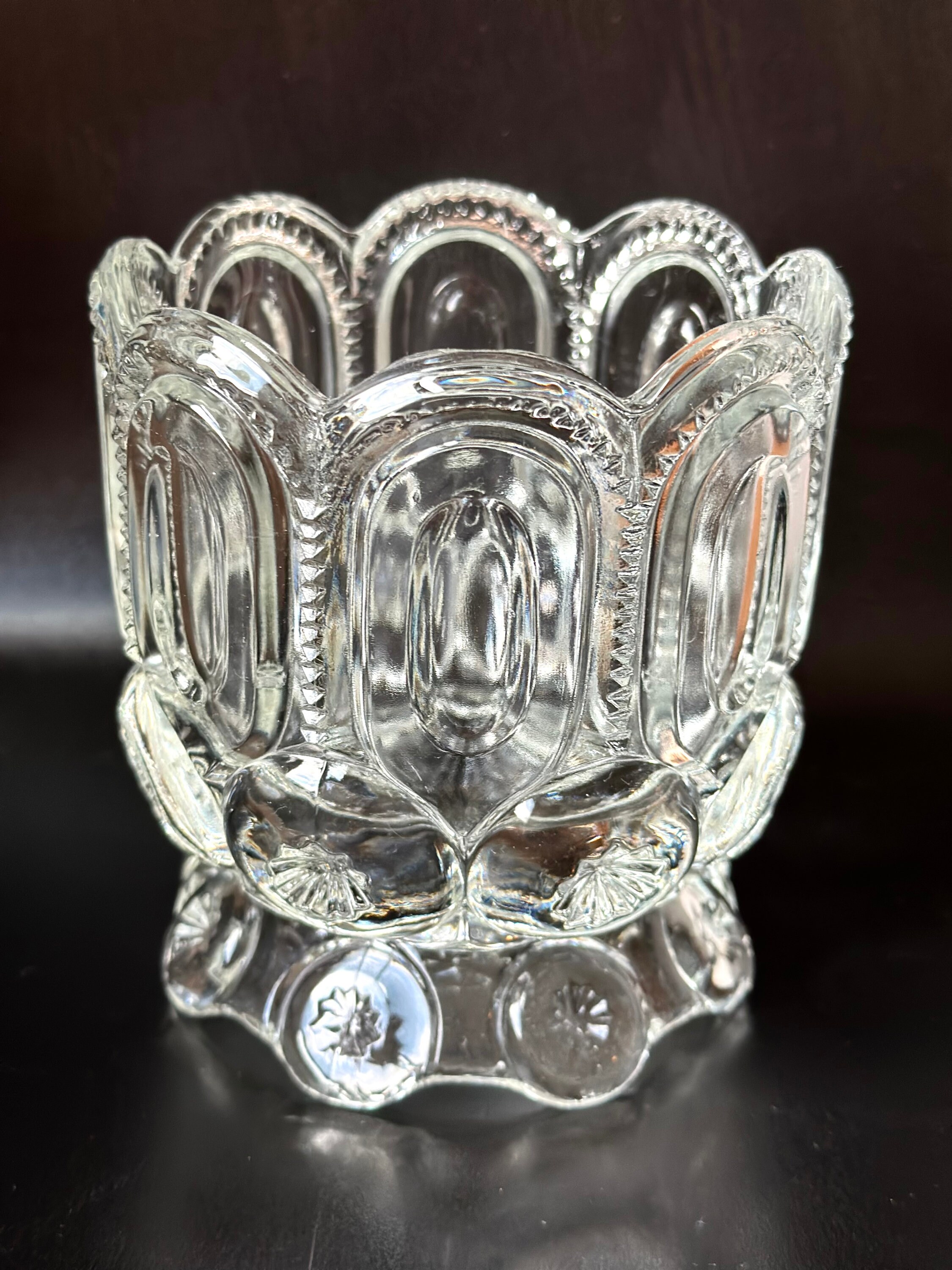 Vintage Adams & Co / LE Smith Moon and Star Clear Crystal Open Sugar ...