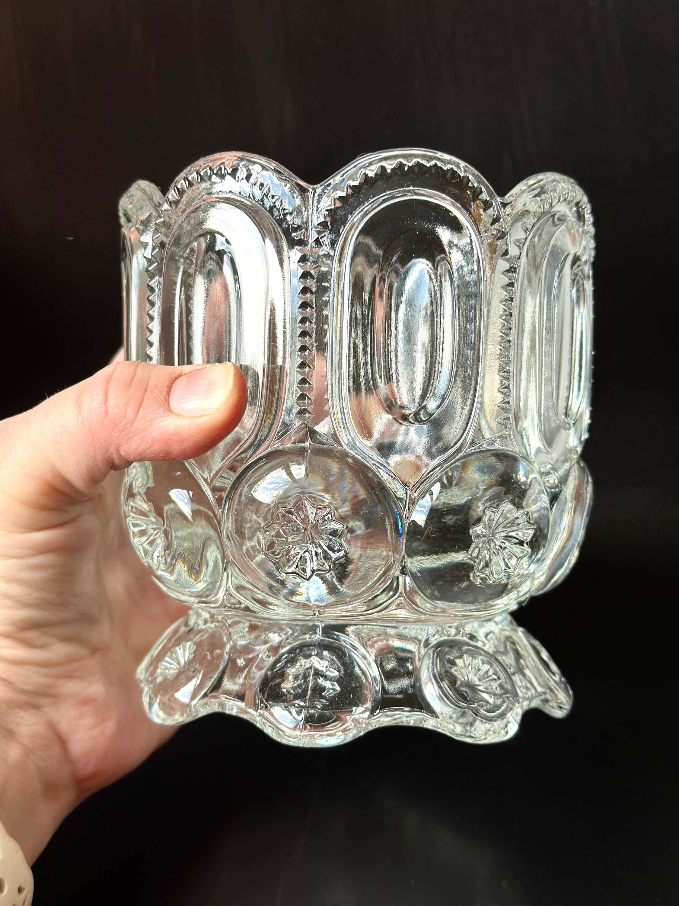 Vintage Adams & Co / LE Smith Moon and Star Clear Crystal Open Sugar ...