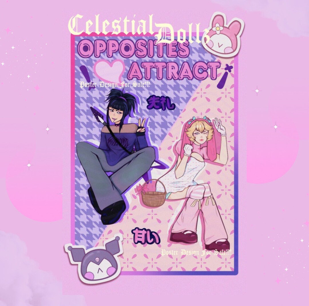 Kawaii Kuro and Melo Poster Design - Etsy