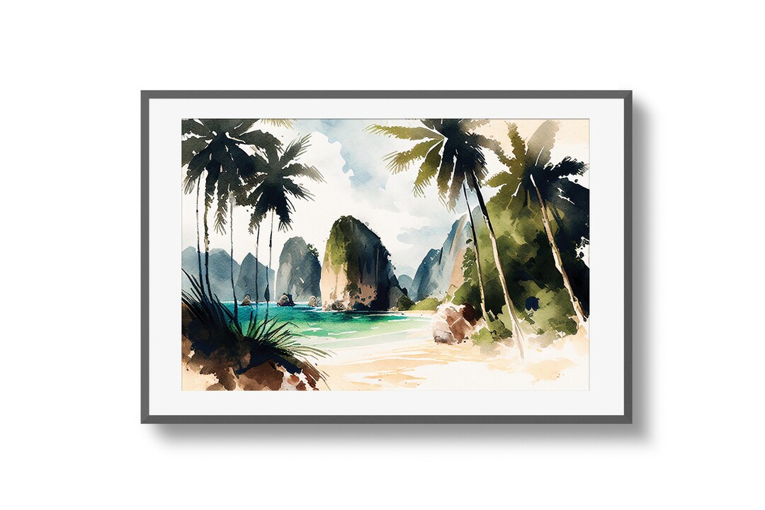 Palawan Landscape, Printable Watercolor Painting, Beachscape Art ...