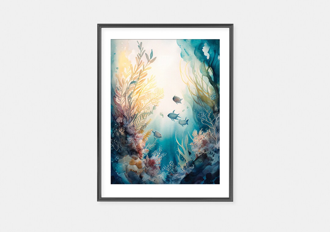 Undersea Watercolor, Printable Watercolor Art, Water Art, Digital ...