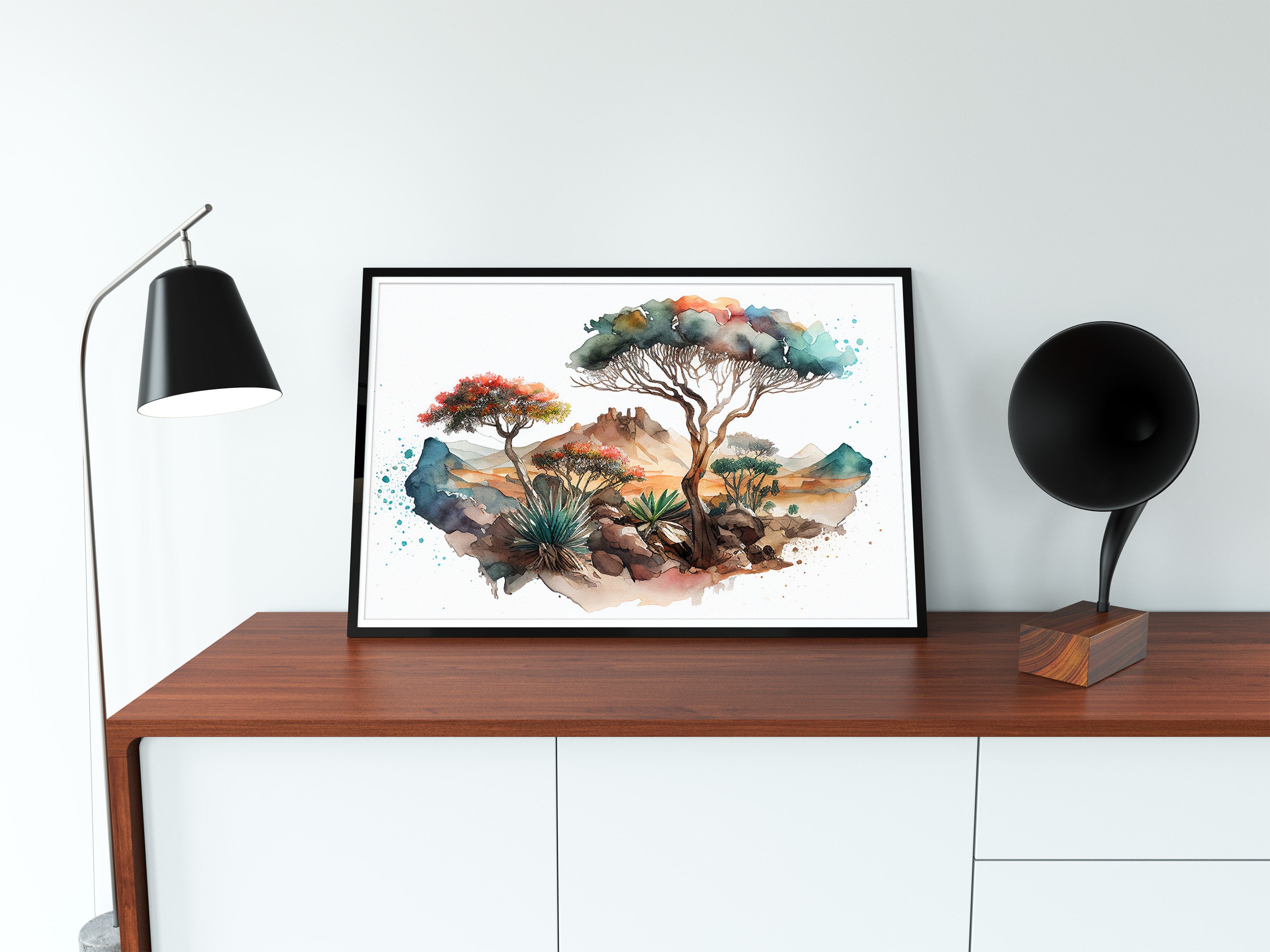 Socotra Island Landscape, Printable Watercolor Art, Scenic Art, Digital ...