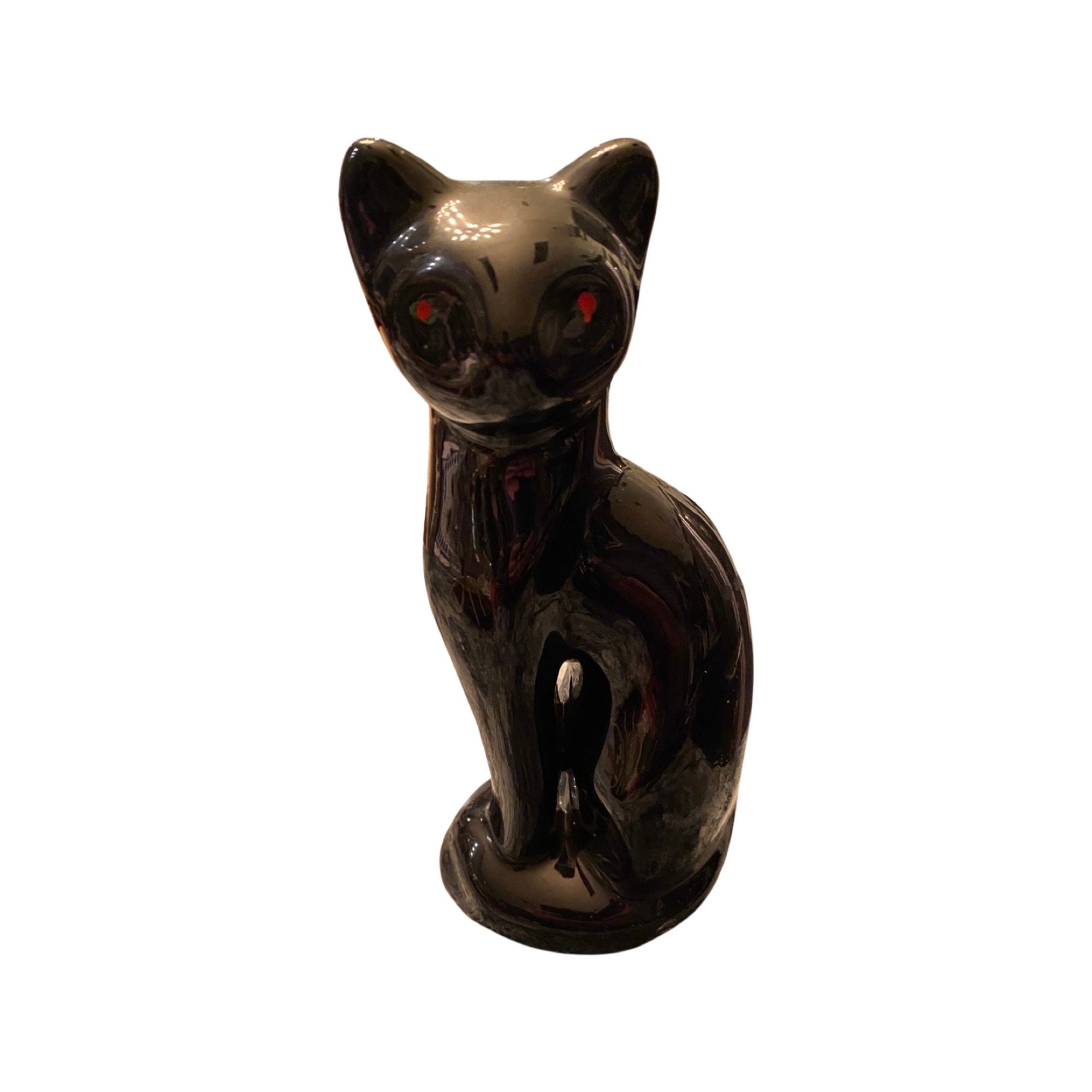 Vintage Black Cat Statue Figure - Etsy