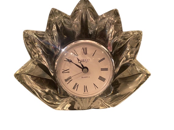 Mikasa Desk Clock Crystal Glass | Etsy