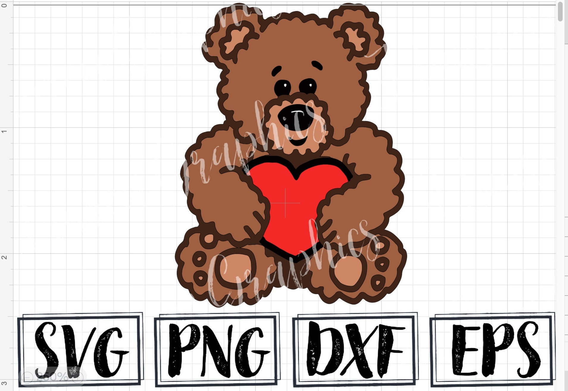 Valentine's Day Teddy Bear Heart SVG - Etsy