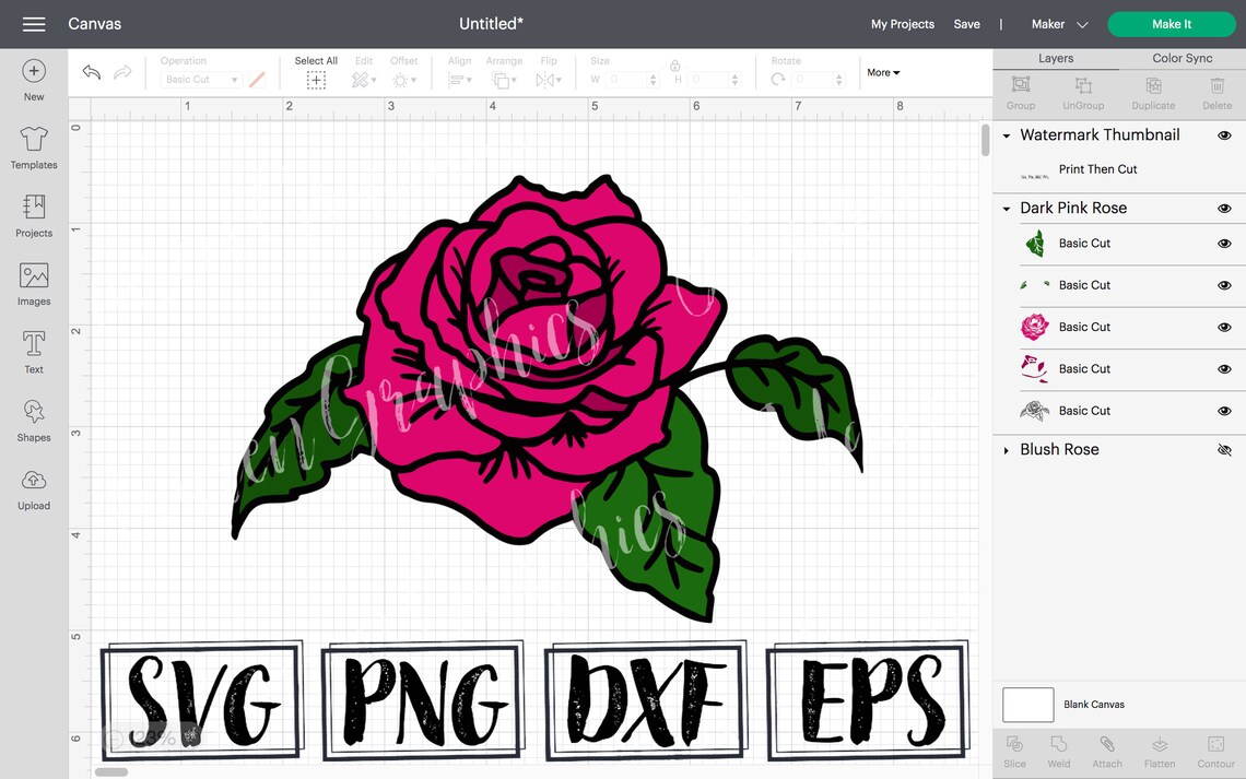 Dark Pink Rose SVG | Digital Art | Clipart - Etsy