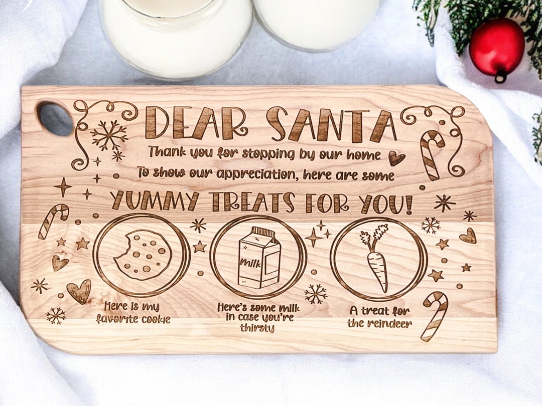 Santa Cookies and Milk Board, Yummy Treat for Santa, Milk and Cookies ...