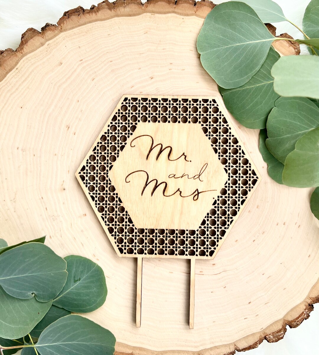 Rattan/ Cane Wedding Cake Topper, for Bride and Groom, Mr & Mrs ...