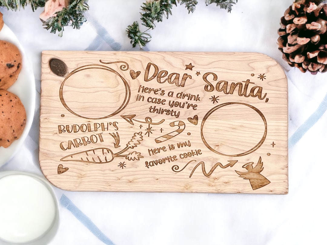 Santa Cookies and Milk Board, Treat for Santa, Milk and Cookies Tray ...