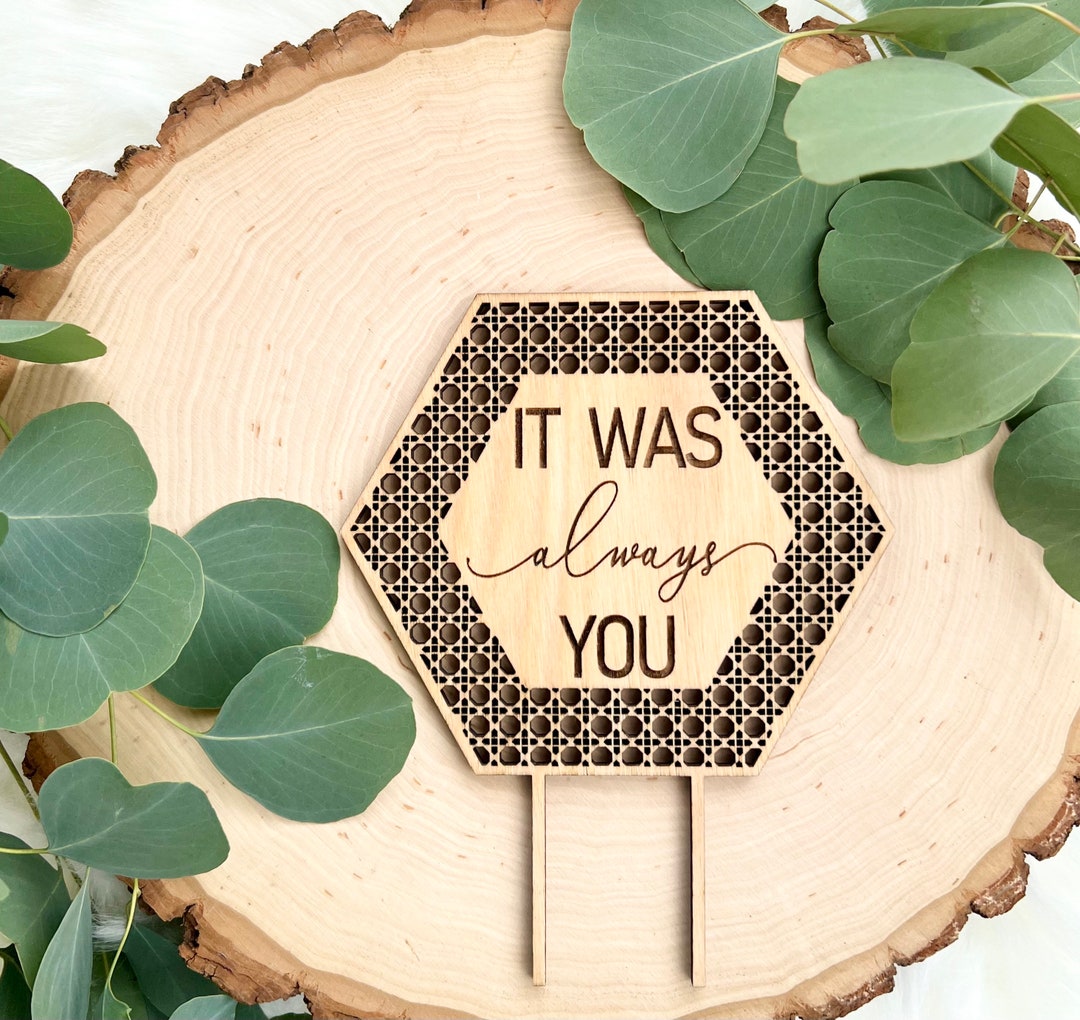 Rattan/ Cane Wedding Cake Topper, for Bride and Groom, It Was Always ...