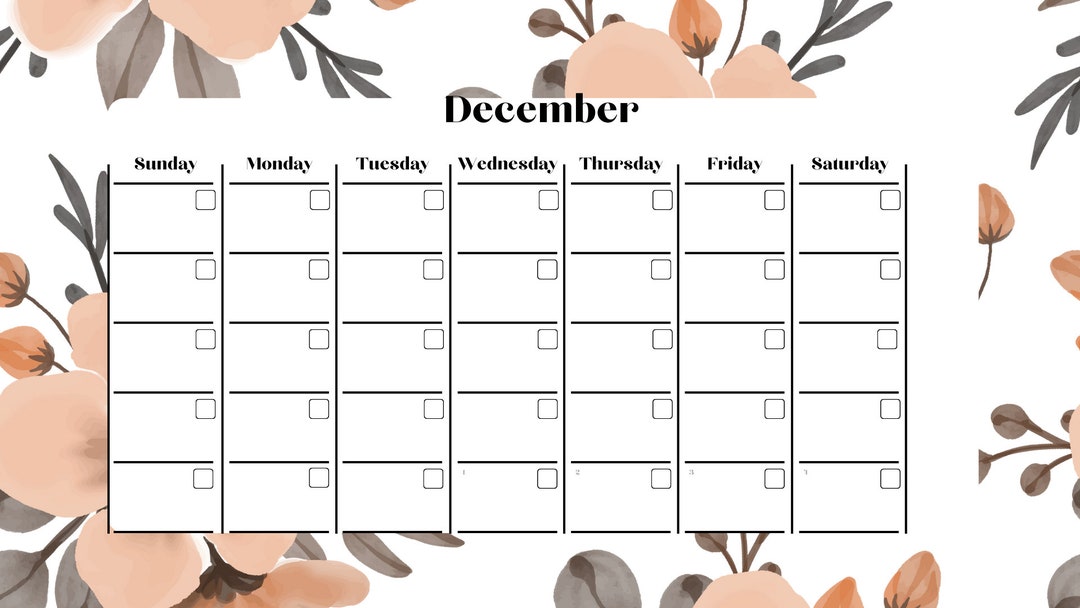 12 Month Blank Calendar - Etsy