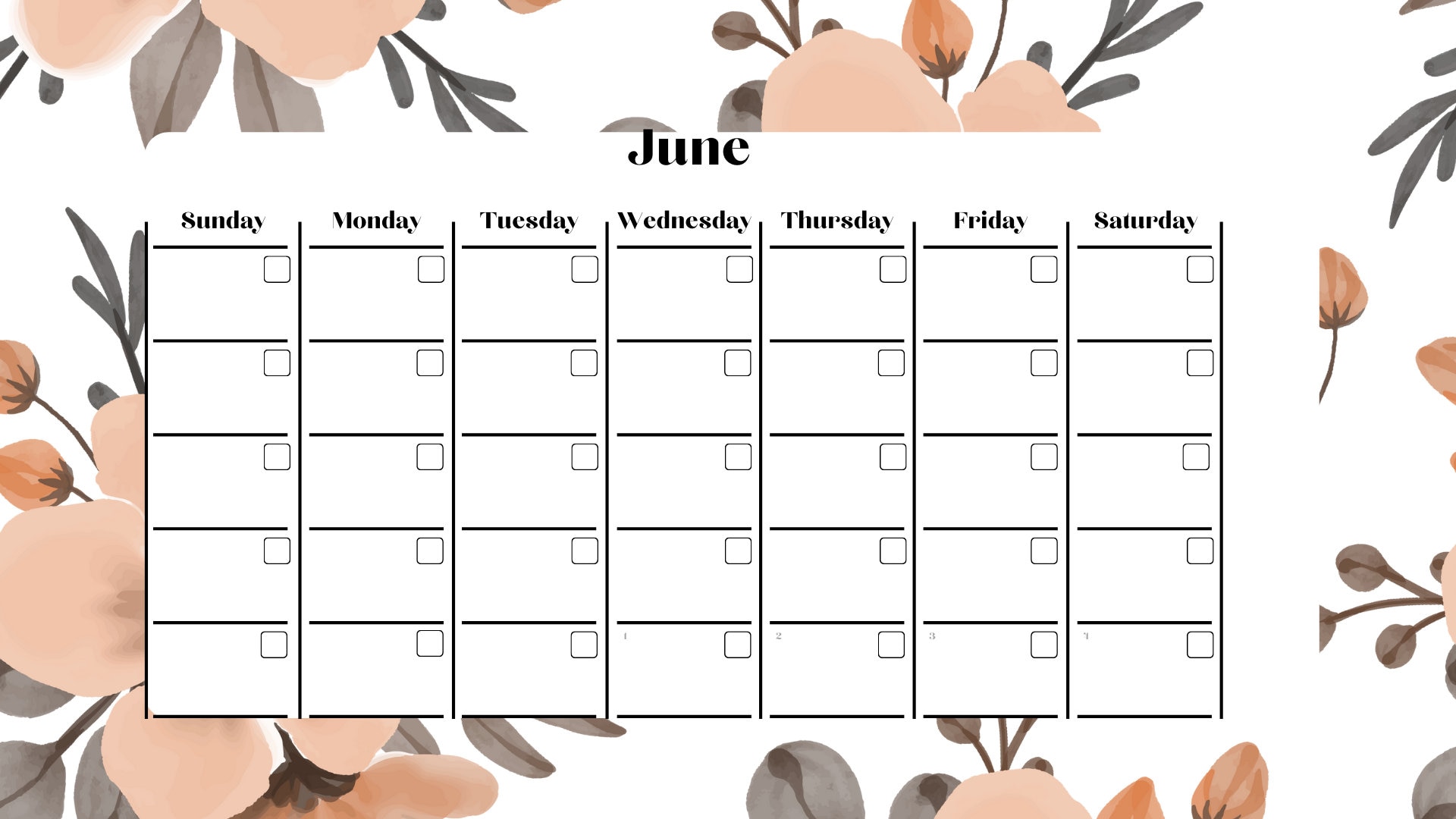 12 Month Blank Calendar - Etsy