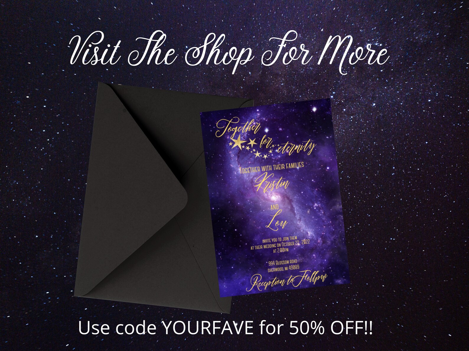 Celesitial Wedding Invite Templates | Galaxy Wedding Invitations ...