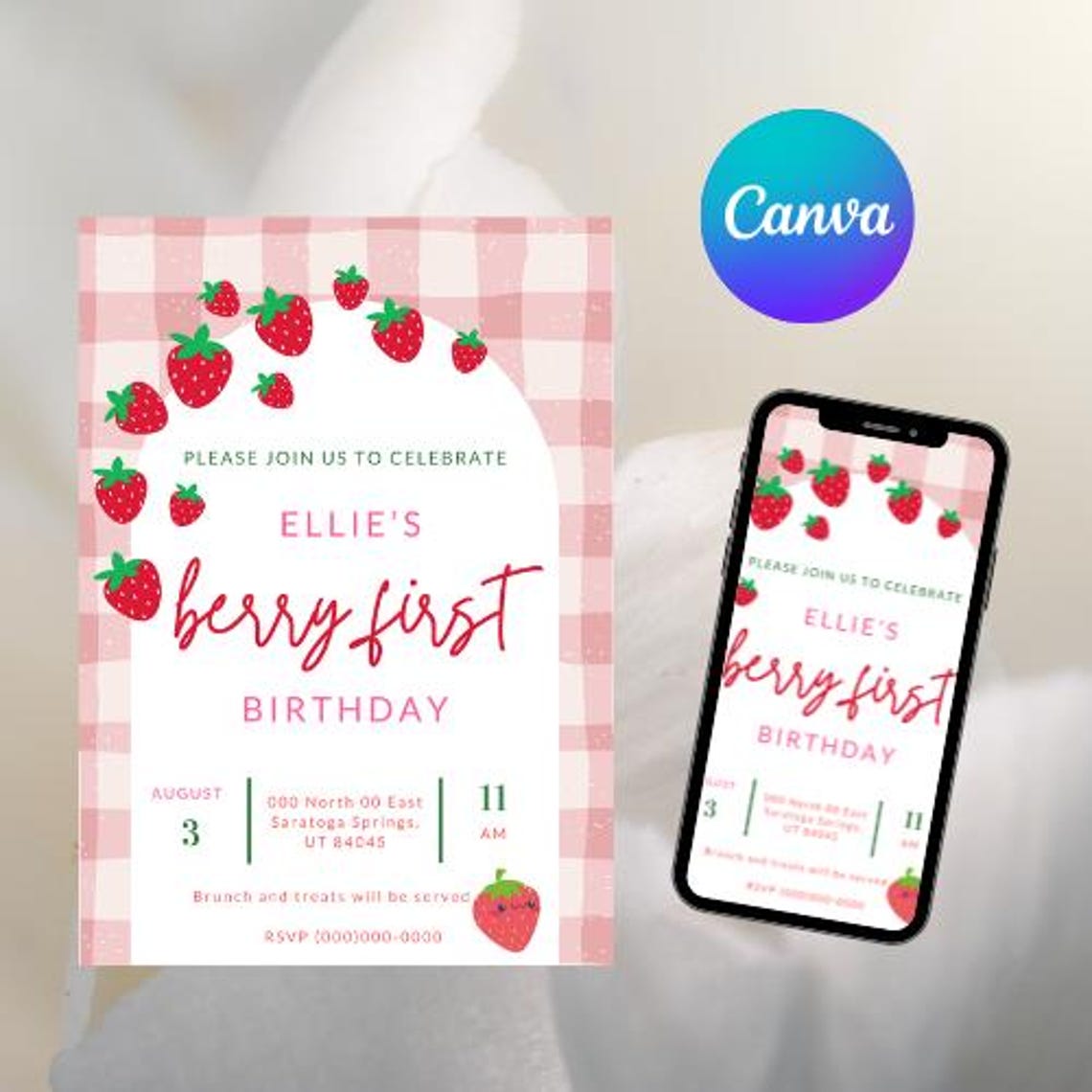 Berry First Birthday Invitation, Berry 1st Invitation, Berry Birthday ...