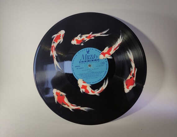 Swimming Koi Hand-painted Vinyl Record - Etsy