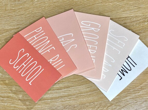 Cream Set of Regular Sized A6 and A7 Rose & Gold Infused Cash Envelopes ...