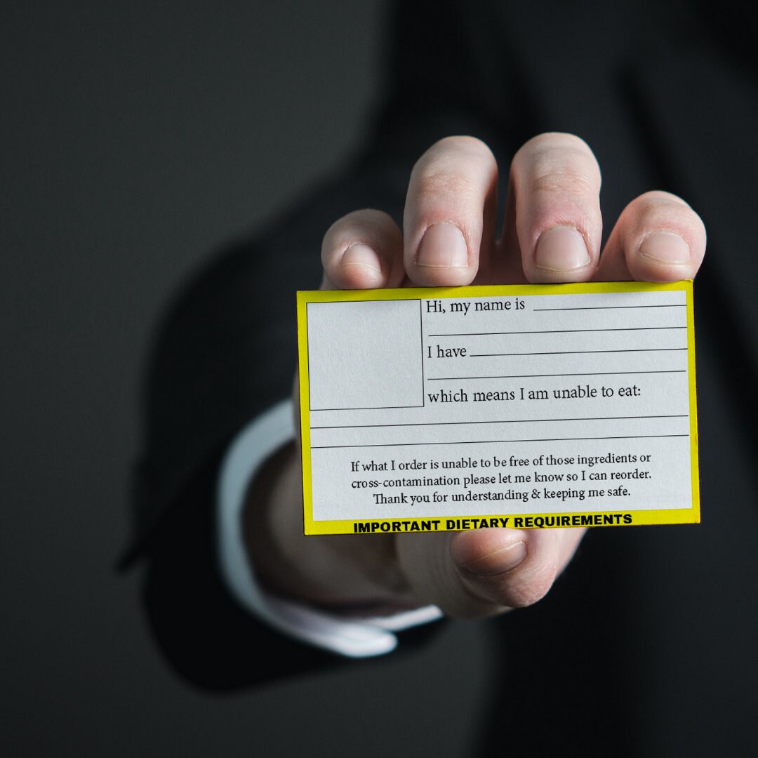 Dietary Requirement Card - Etsy