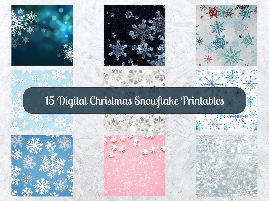 Snowflake Christmas Paper - 15 Printable Snowflake Designs, Scrapbook ...
