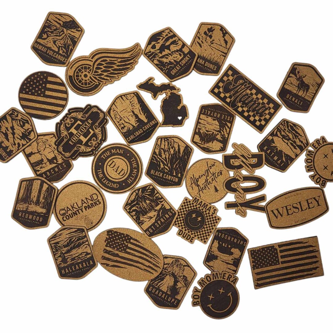 Made-to-order Cork Engraved Heat Transfer Patches, Personalization ...
