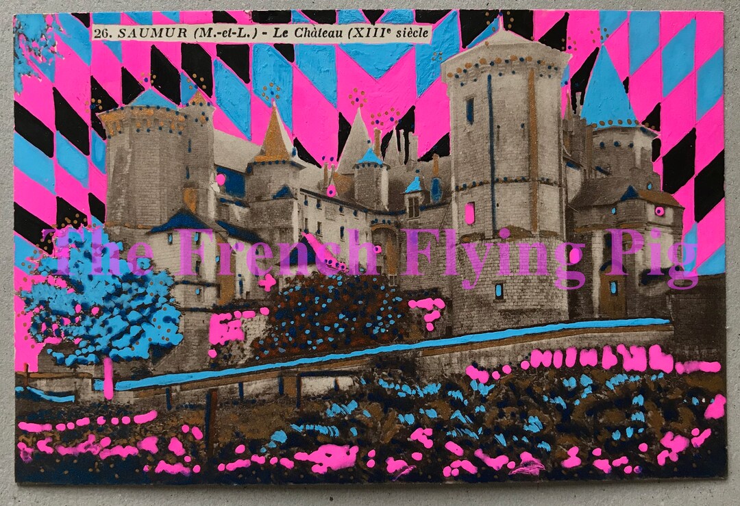 Vintage French Postcards, Hand Painted- Saumer- Le Château (XIII Siècle ...