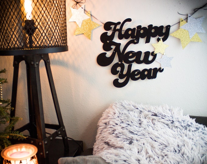 Happy New Year Banner 2025 Holiday Party Decor New Year's Eve Party ...