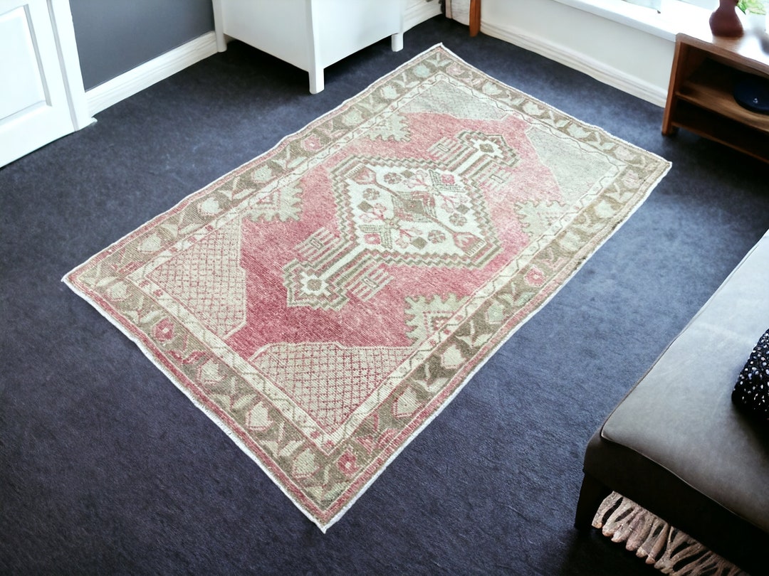 3x4,oushak Rug,vintage Rug,red Rug,saloon Rug,turkish Rug,handmade Rug ...