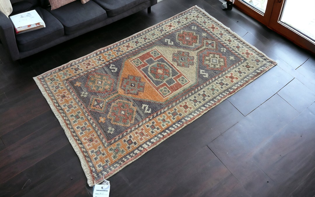 2x3,oushak Rug,vintage Rug,orange Rug,doormat Rug,small Turkish Rug ...