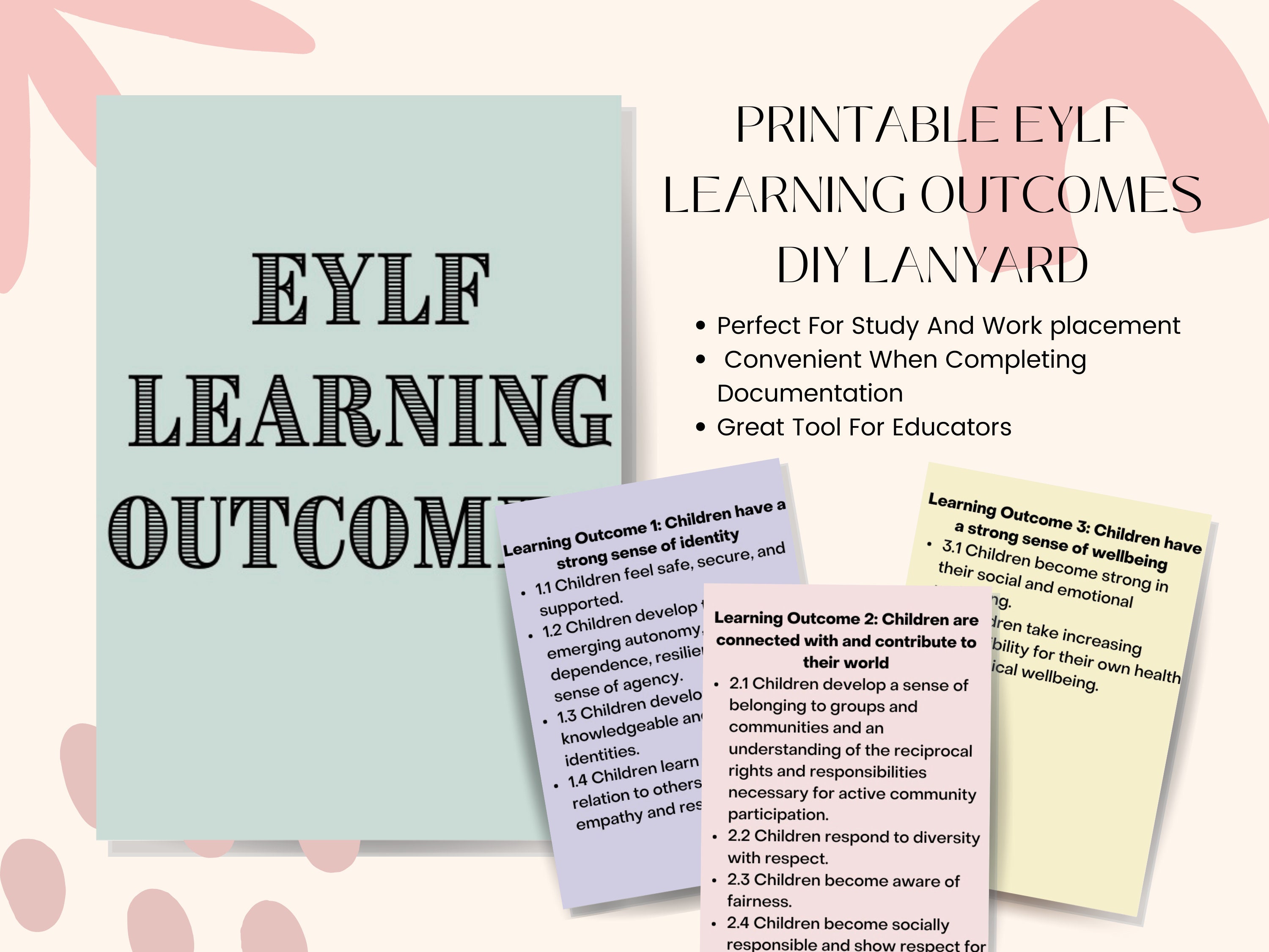 PRINTABLE DIY EYLF Learning Outcomes Lanyard Childcare - Etsy Australia