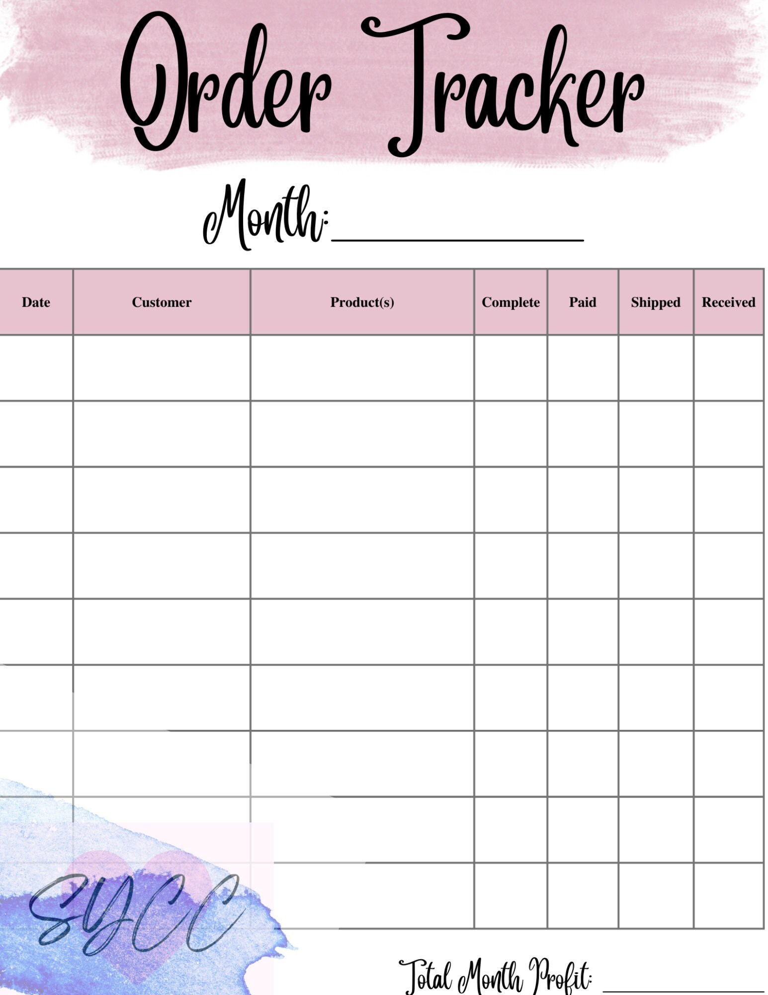 Order Tracker PRINTABLE PDF | Sales Tracker | Small Business | Direct ...