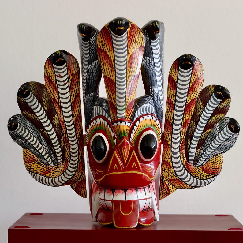 Handmade Naga Raksha Wooden Mask Traditional Sri Lankan Wall Art ...