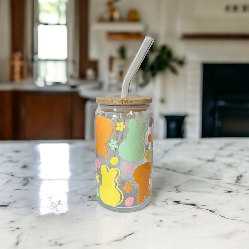 Easter Bunny Glass Cup, Bunny Coffee Cup, Easter Glass Cup, Bunny ...