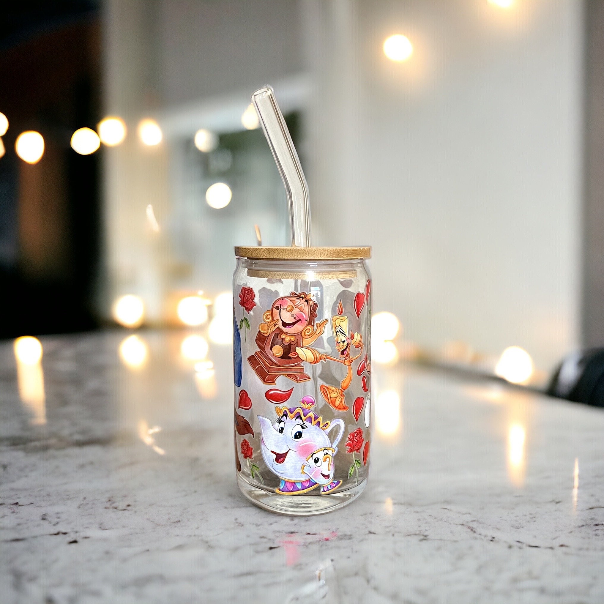 Beauty and the Beast Glass Cup, Disneys Beauty and the Beast Cup ...